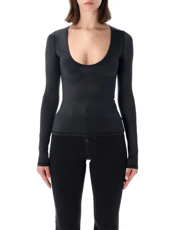 DIESEL® Long Sleeve Scoop Neck Logo Top