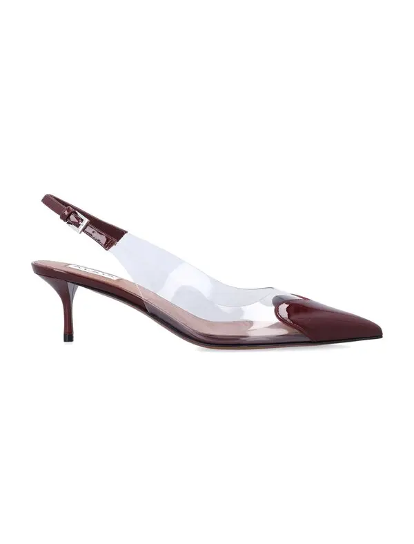 Alaïa Transparent Slingback Kitten Heel Pumps - Rouge Grenat