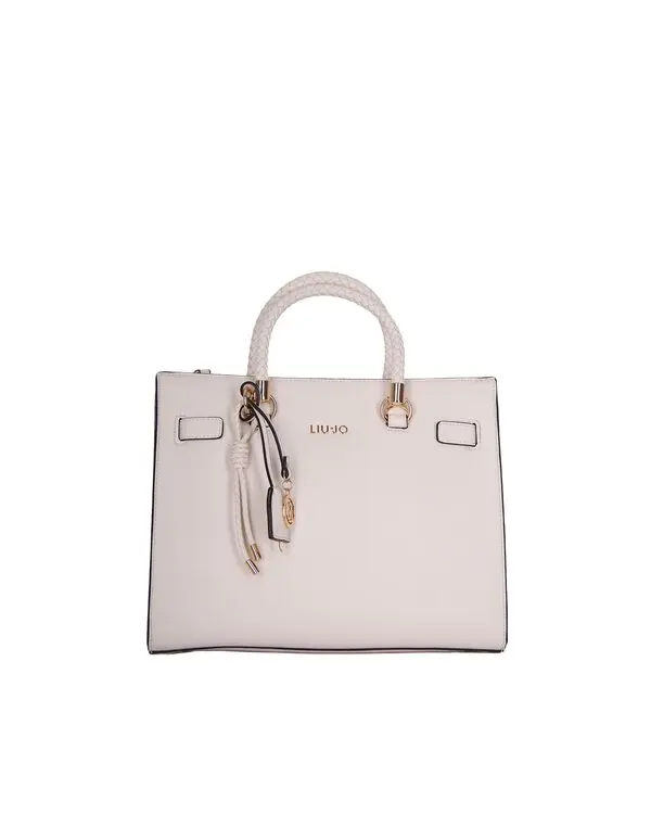 Liu Jo Large Structured Tote Bag With Braided Top Handles - Cream