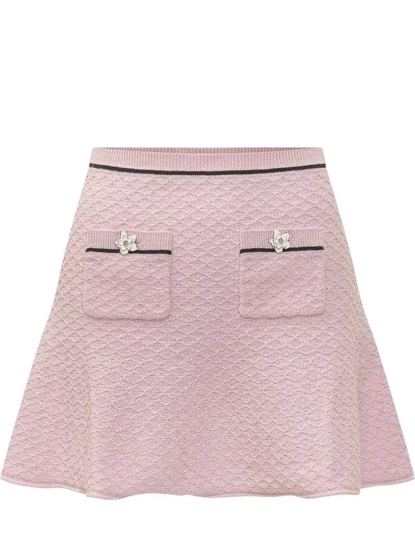 SELF-PORTRAIT Printed Cotton Mini Skirt - Pink