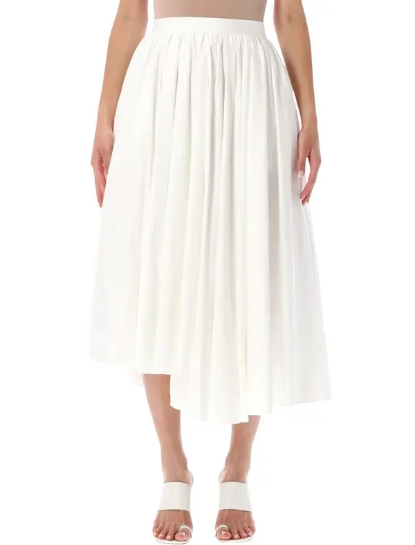 SELF-PORTRAIT Gathered Cotton Mini Skirt - Bianco