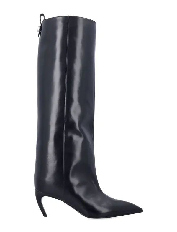 Attico Refined Curved Heel Ankle Boots - Nero