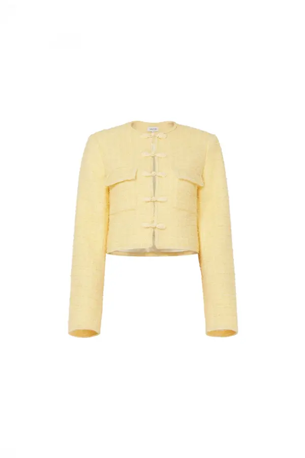 SAU LEE Abbie Tweed Jacket With Pipa Knots