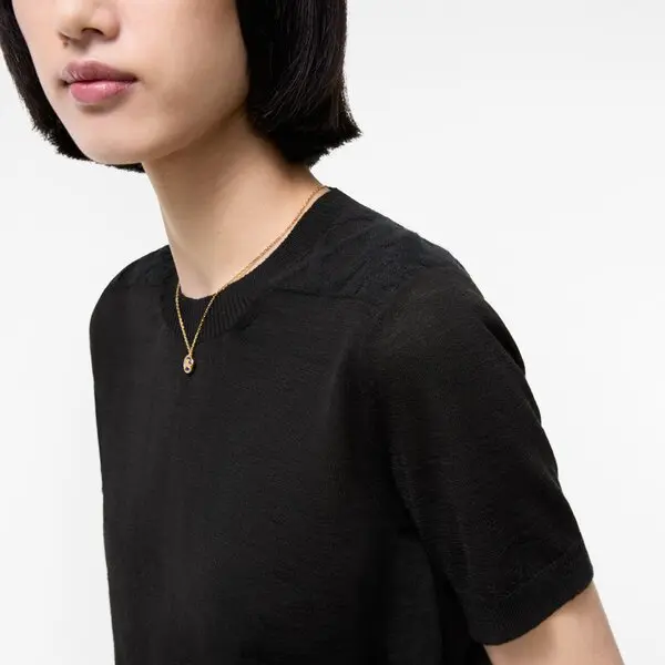 Burberry Check Panel Wool Silk Top