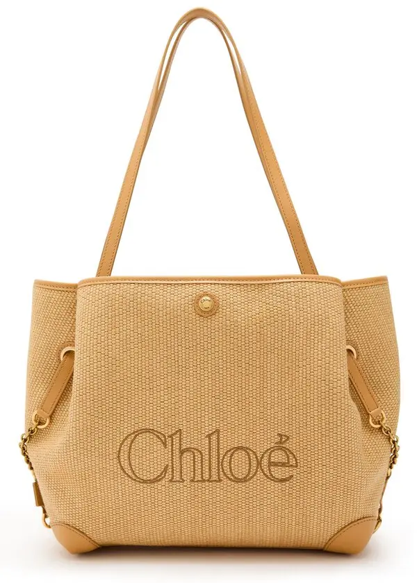 Chloé Embroidered Raffia Tote Bag