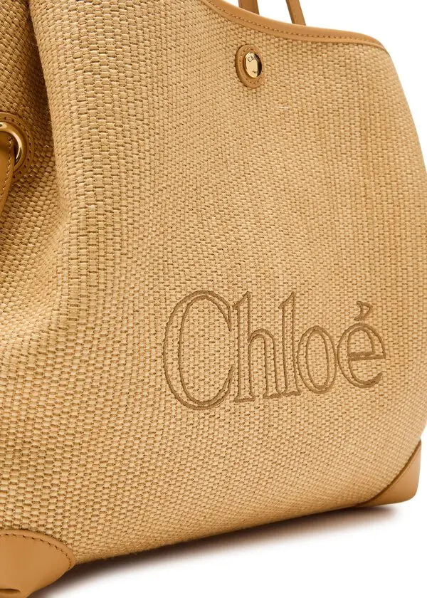 Chloé Embroidered Raffia Tote Bag