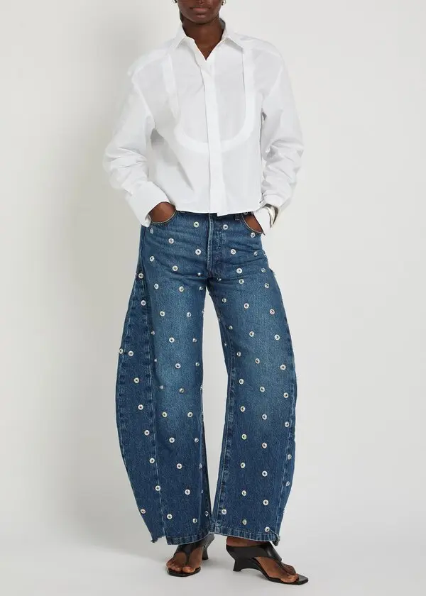A.W.A.K.E. Mode Stud-embellished Barrel-leg Jeans