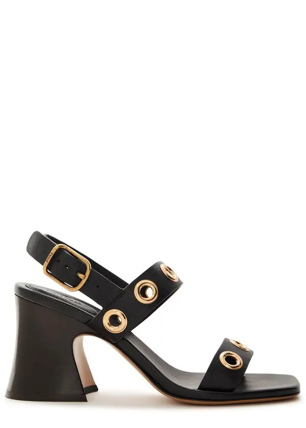 Chloé Janis 80 Eyelet-embellished Leather Sandals - Black