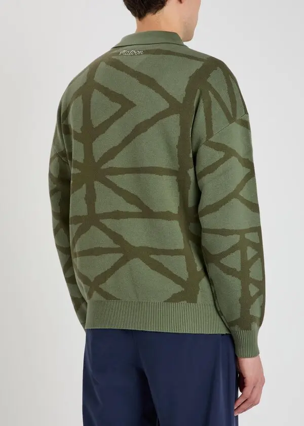 MALBON Verdant Patterned Cotton-knit Jumper - Olive
