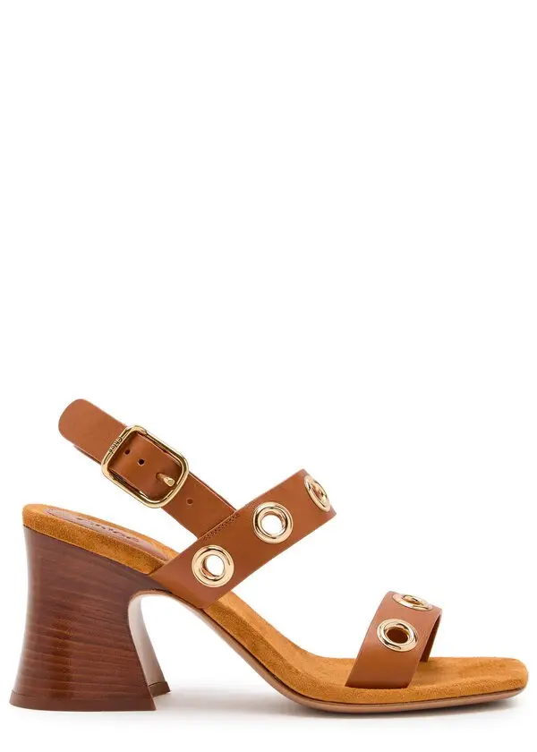 Chloé Janis Embellished Leather Sandals - Brown