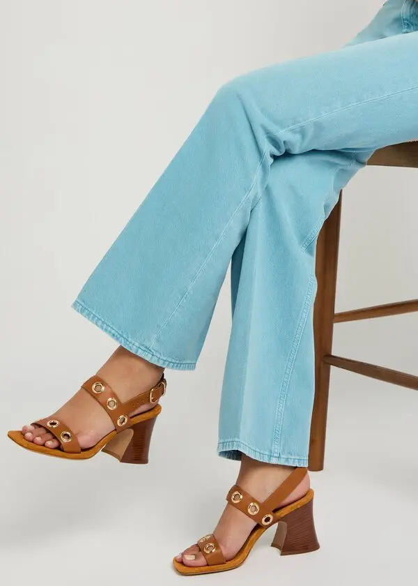Chloé Janis Embellished Leather Sandals - Brown