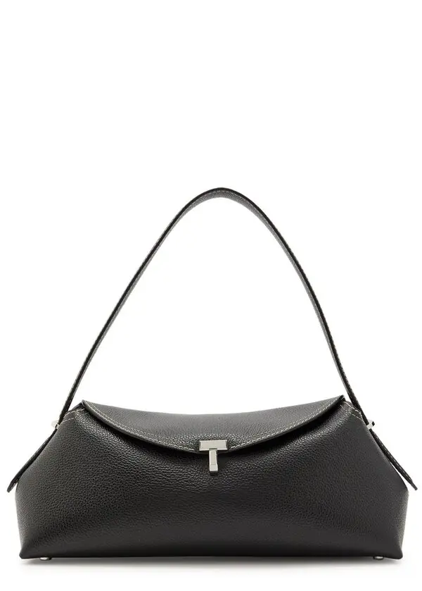 TOTEME T-lock Grained Leather Shoulder Bag - Black