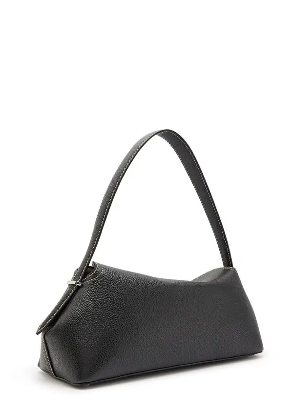 TOTEME T-lock Grained Leather Shoulder Bag - Black