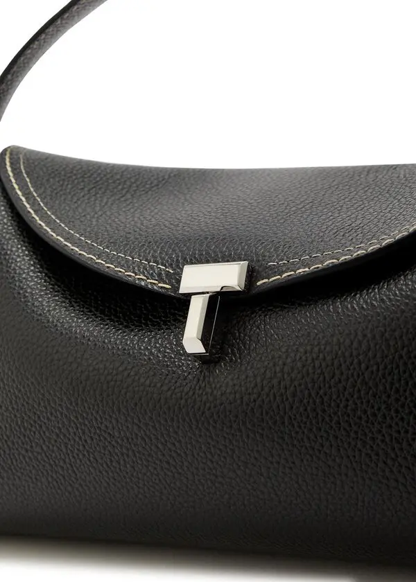 TOTEME T-lock Grained Leather Shoulder Bag - Black