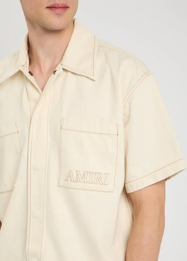 Amiri Logo-embroidered Denim Shirt
