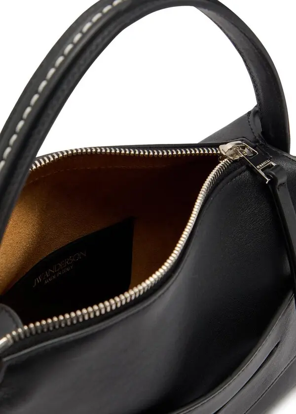 JW Anderson Leather Top Handle Bag With Whipstitching - Black