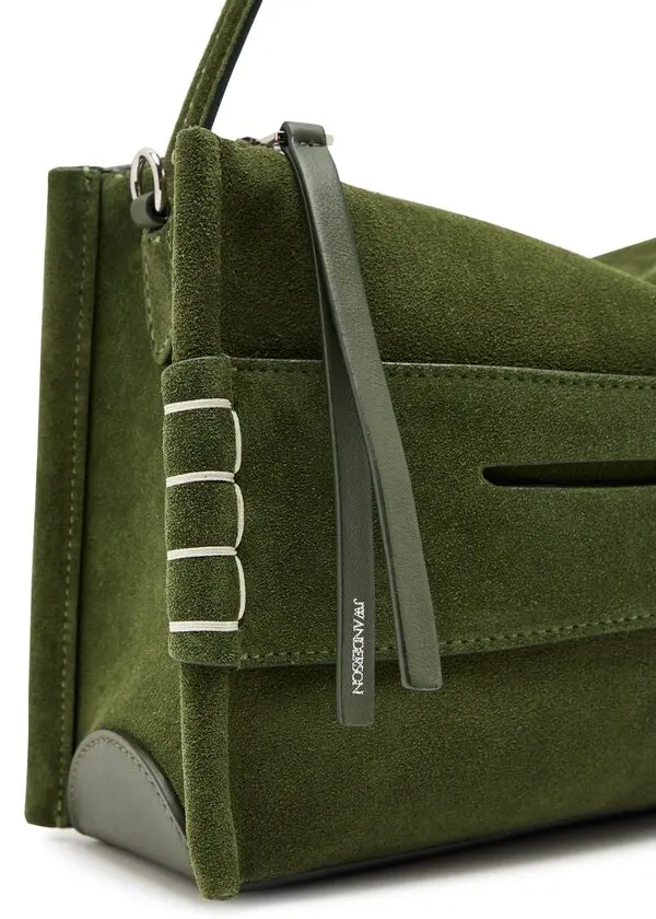 JW Anderson Suede Loafer Shoulder Bag With Whipstitching - Khaki
