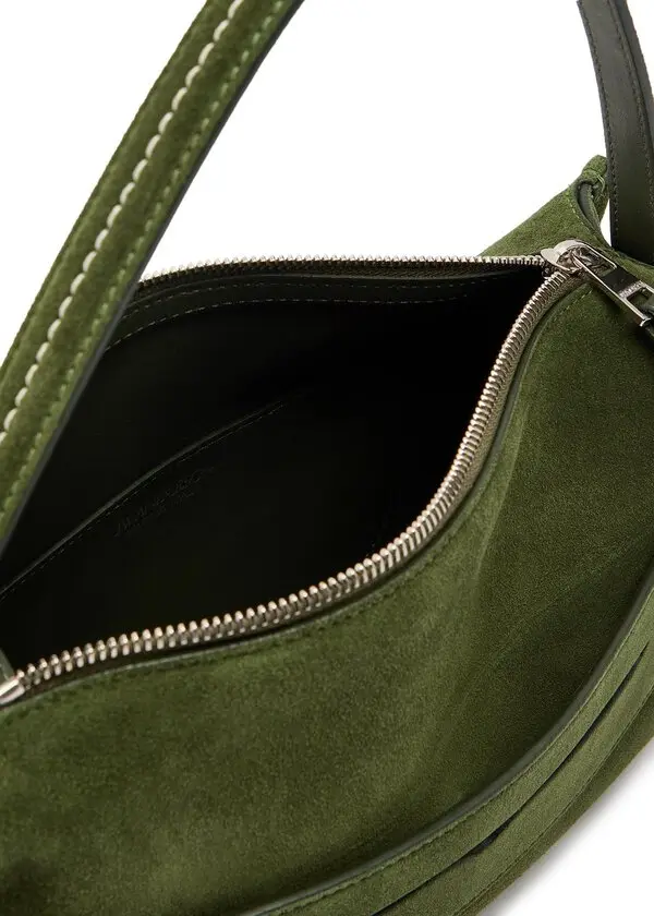 JW Anderson Suede Loafer Shoulder Bag With Whipstitching - Khaki