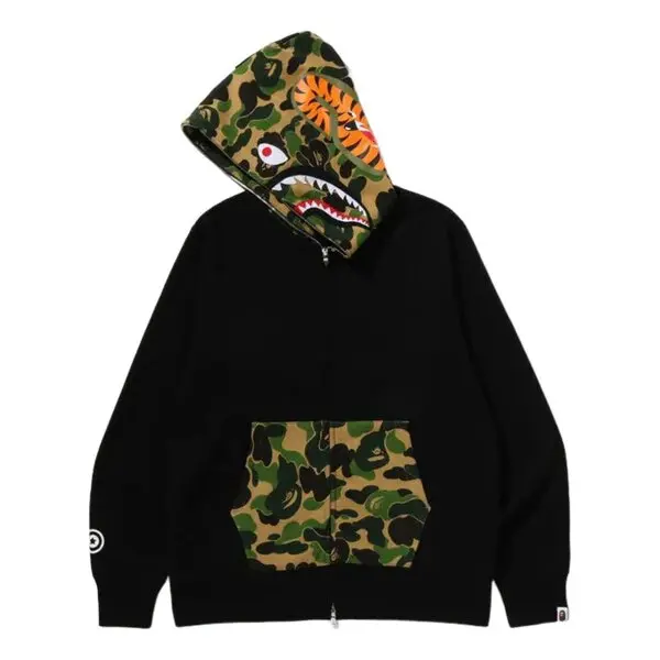 A BATHING APE Abc Camo Shark Full Zip Hoodie - Black