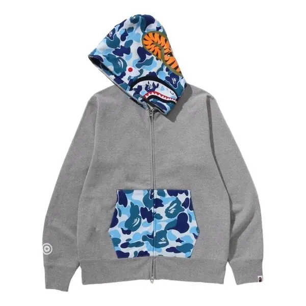 A BATHING APE Abc Camo Shark Full Zip Hoodie - Gray
