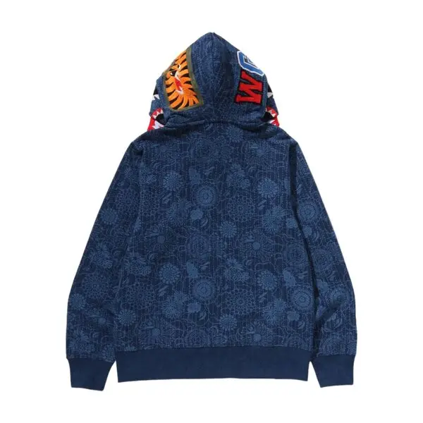 A BATHING APE Japanese Art Camo Double Tiger Shark Full Zip Hoodie