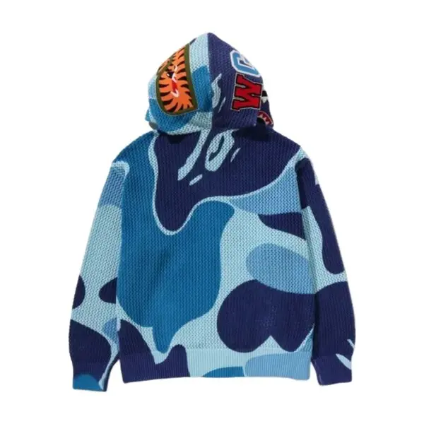 A BATHING APE Camo Crochet Shark Full Zip Hoodie