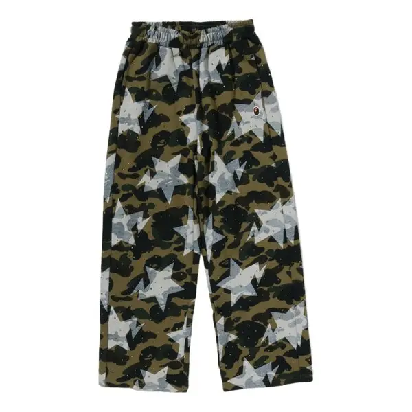 A BATHING APE Sta Over Print 1st Camo Crystal Stone Sweat Pants - Green