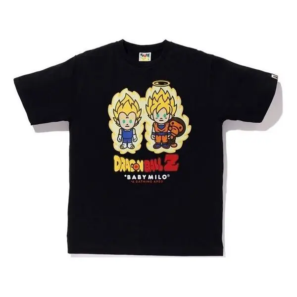 A BATHING APE Super Saiyan Vegeta & Son Goku Baby Milo T-shirt - Black