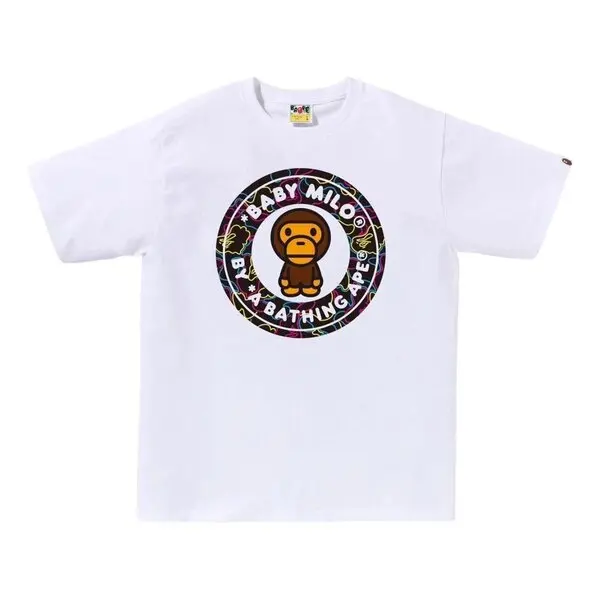 A BATHING APE Neon Camo Milo Busy Works T-shirt - White