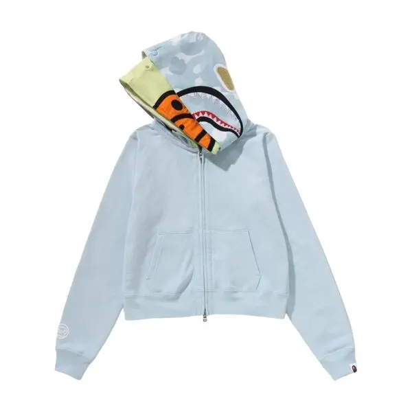 A BATHING APE Milo Shark Cropped Full Zip Double Hoodie