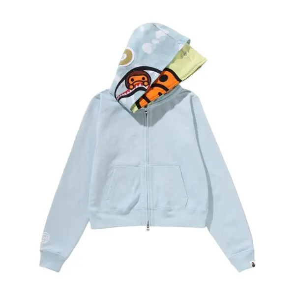 A BATHING APE Milo Shark Cropped Full Zip Double Hoodie
