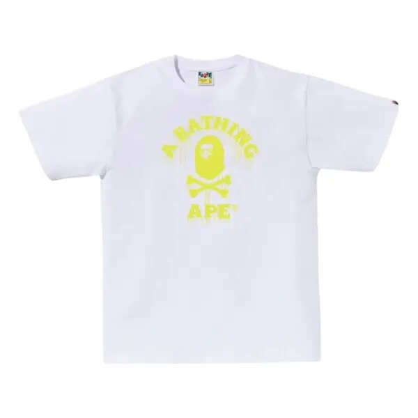 A BATHING APE Drip Ape Crossbone College T-shirt