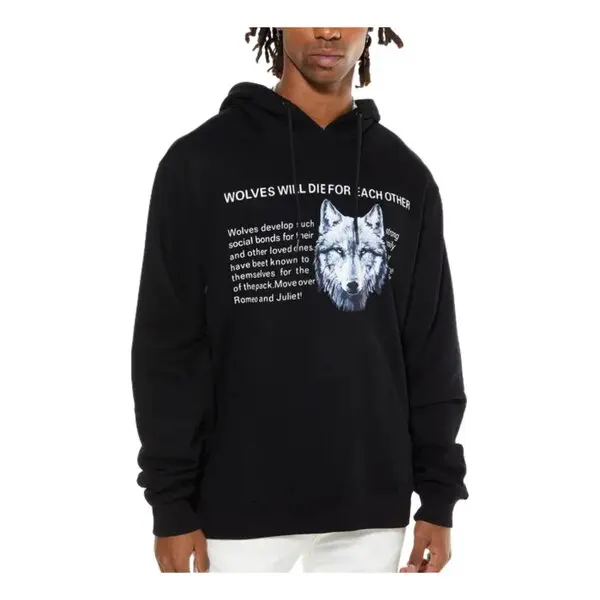 HOUSE OF CENMAR Graphic Wolf Artwork Print Hoodie