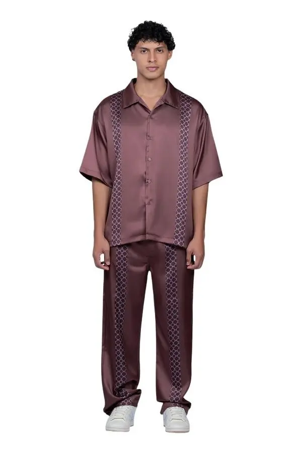 HOUSE OF CENMAR Satin Shirt With Cenmar Pattern