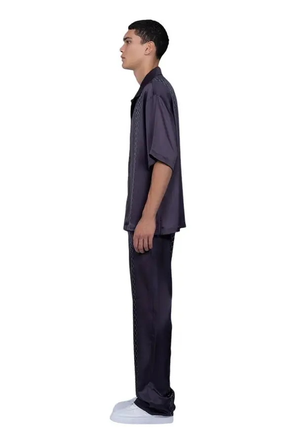 HOUSE OF CENMAR Satin Pants With Monogram Pattern