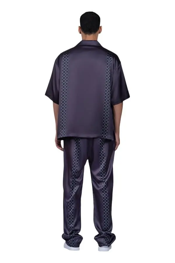 HOUSE OF CENMAR Satin Pants With Monogram Pattern