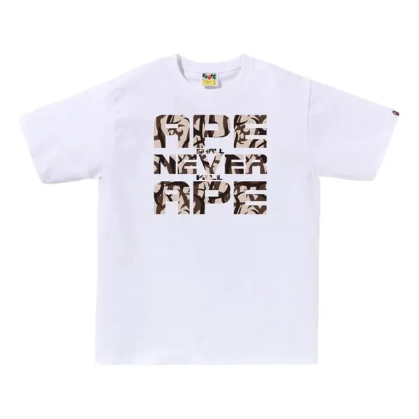 A BATHING APE Trial Camo Asnka T-shirt 'white Beige - White/beige