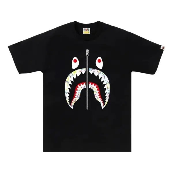 A BATHING APE Neon Camo Shark T-shirt - Black