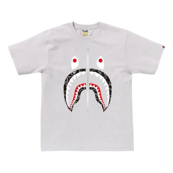 A BATHING APE Neon Camo Shark T-shirt - Gray