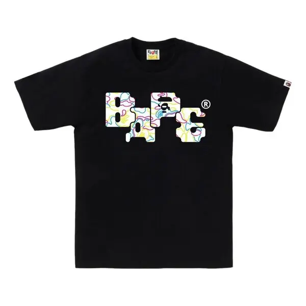 A BATHING APE Neon Camo 8bit Logo T-shirt - Black