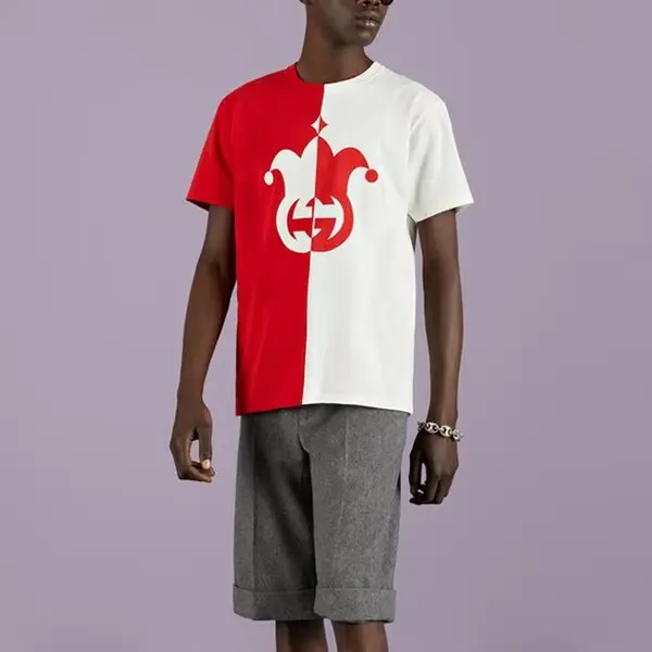 Gucci Cotton Jersey T-shirt With Jester Clown Print 'red White