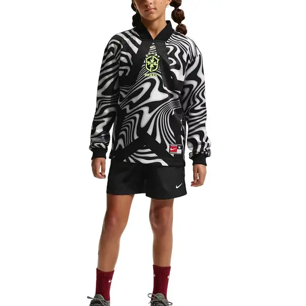 Nike Brazil Hollywood Keeper Dri-fit Soccer Jersey 'black Volt