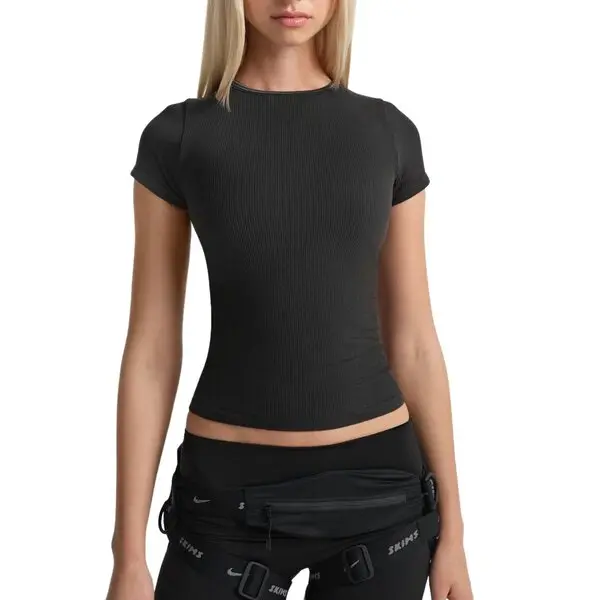 Nike X Skims Ribbed Seamless Baby T-shirt - Obsidian