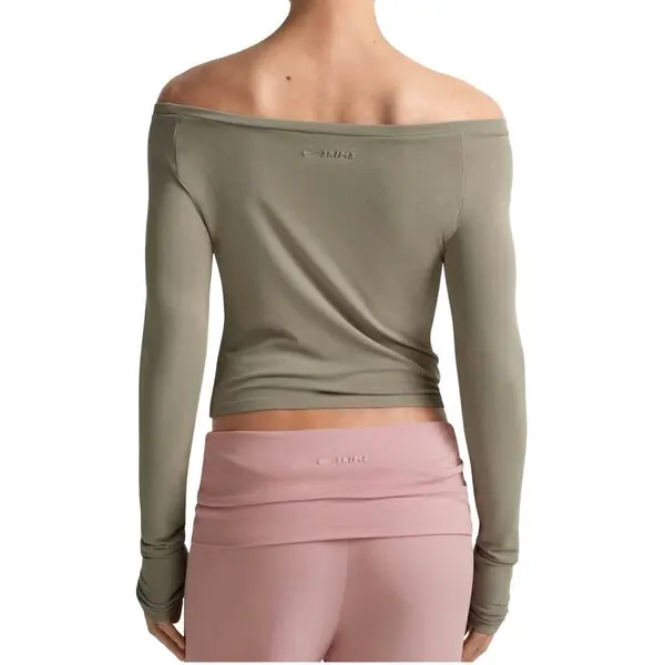 Nike X Skims Stretch Knit Off-shoulder Long Sleeve Top