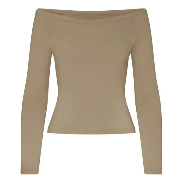 Nike X Skims Off-shoulder Long Sleeve Top - Dune