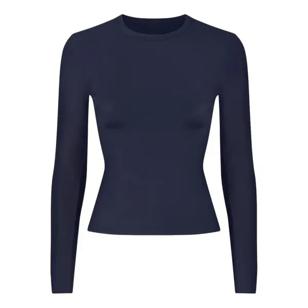 Nike X Skims Shine Long Sleeve Crew Neck Top - Navy