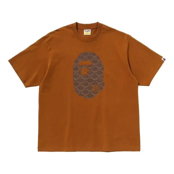 A BATHING APE College Monogram Ape Head Relaxed Fit T-shirt - Beige