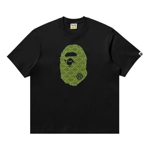 A BATHING APE College Monogram Ape Head Relaxed Fit T-shirt - Black