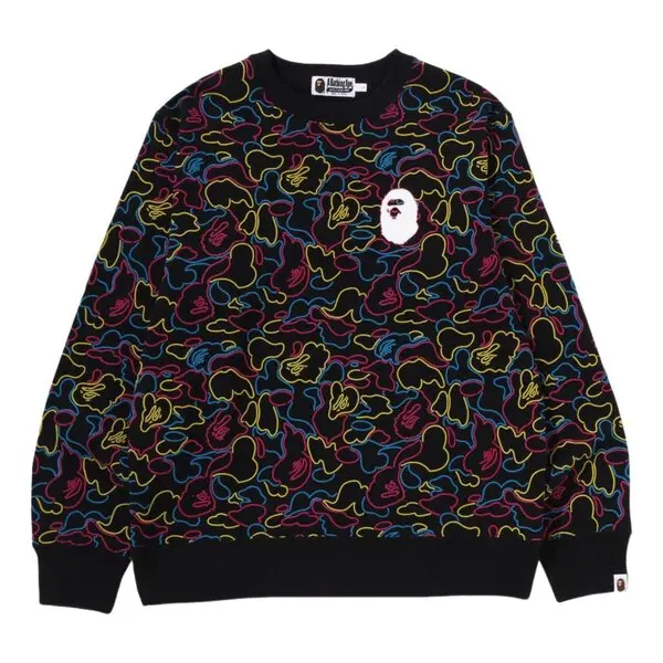 A BATHING APE Neon Camouflage Crewneck Sweatshirt - Multicolor