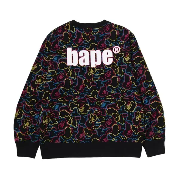 A BATHING APE Neon Camouflage Crewneck Sweatshirt